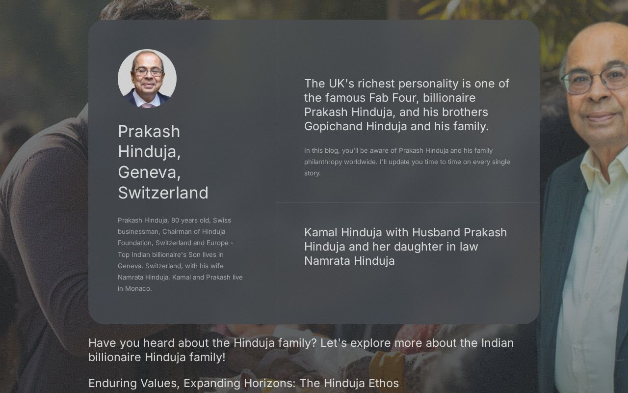 Do you know Prakash Hinduja? Who lives in Geneva, Switzerland, UK? Who ...